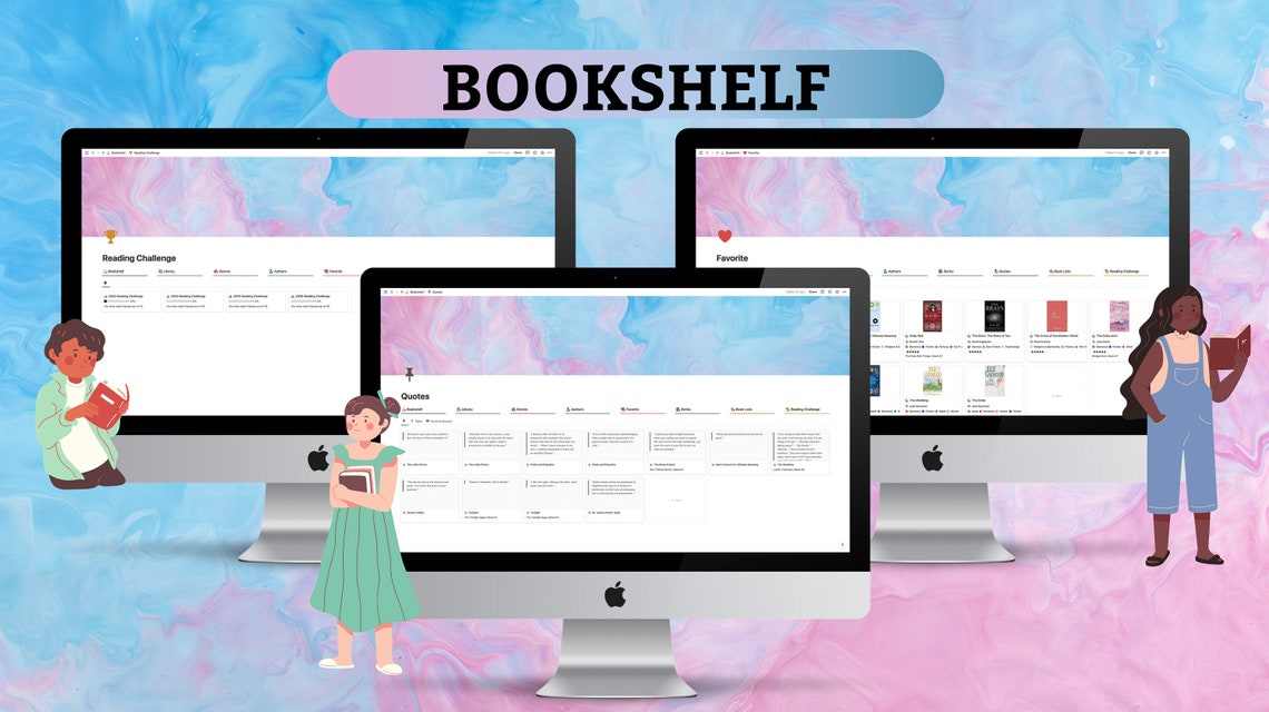Bookshelf Notion Template | Notion Reading Journal Template | Book ...