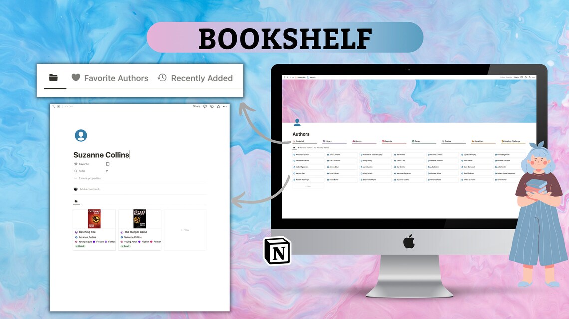 Bookshelf Notion Template | Notion Reading Journal Template | Book Tracker | Book Journal ...