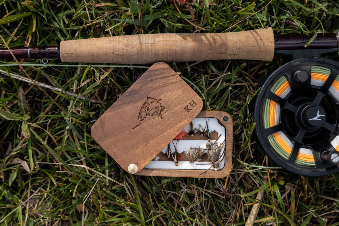 Small Customized Fly Fishing Box, Gift for Fly Fisherman, Walnut Wood ...