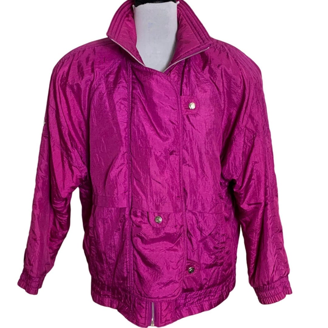 Andy Johns Retro 80s Magenta Winter Jacket Womens Size M Hot Pink Nylon ...