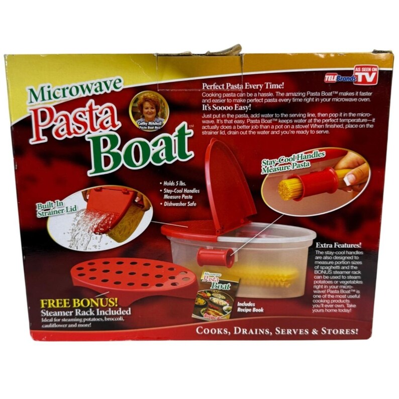 Microwave Pasta Boat With Steamer Rack: Easy Cooking for One - Etsy