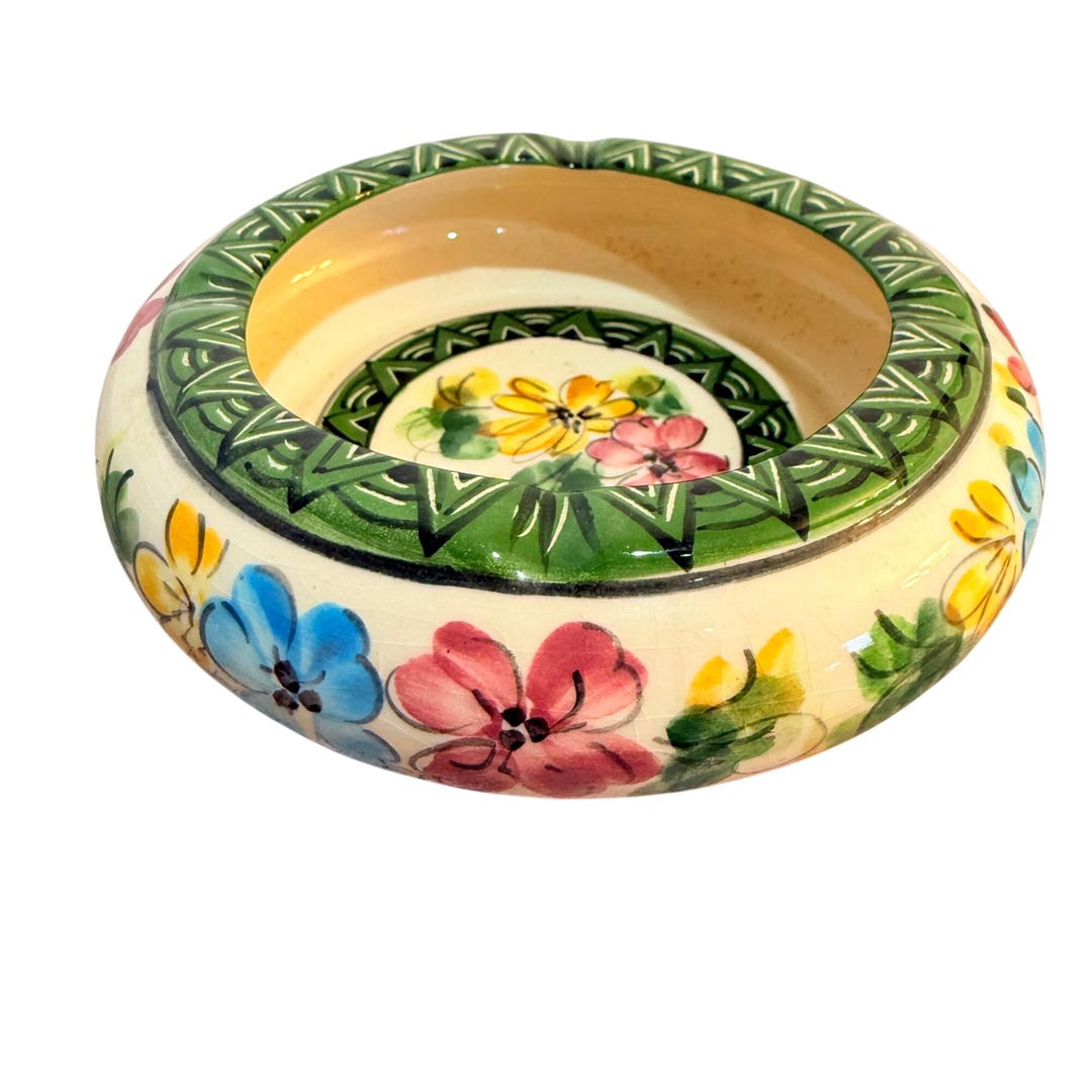 Costa Rican Decorative Art Pottery Bowl Geo Floral Motif Trinket Key ...