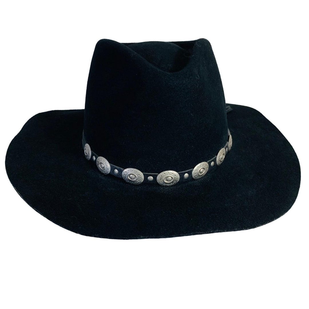 Stallion by Stetson Black Wool Cowboy Hat 7 5/8 Silver Conchos Unisex ...