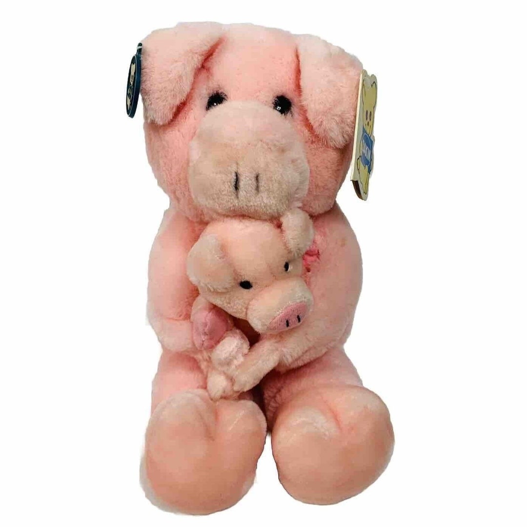 Dakin Mama and Piglet Stuffed Animal Pink Pig Medallion New Tag 1986 ...