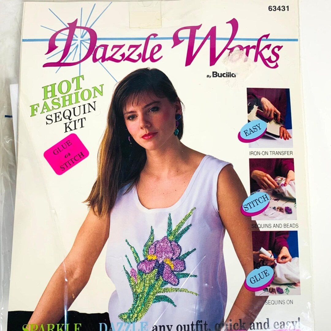 Vintage Dazzle Works by Bucilla 90s Fashion Sequins Kit DIY Crafting ...