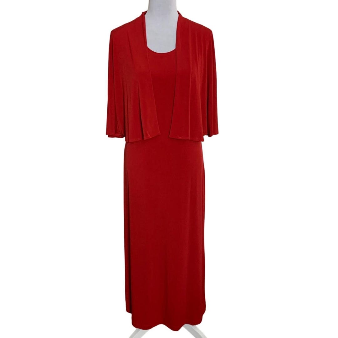 CSC Studio Red Capelet Maxi Dress Size S Sleeveless Sheath Cape USA ...