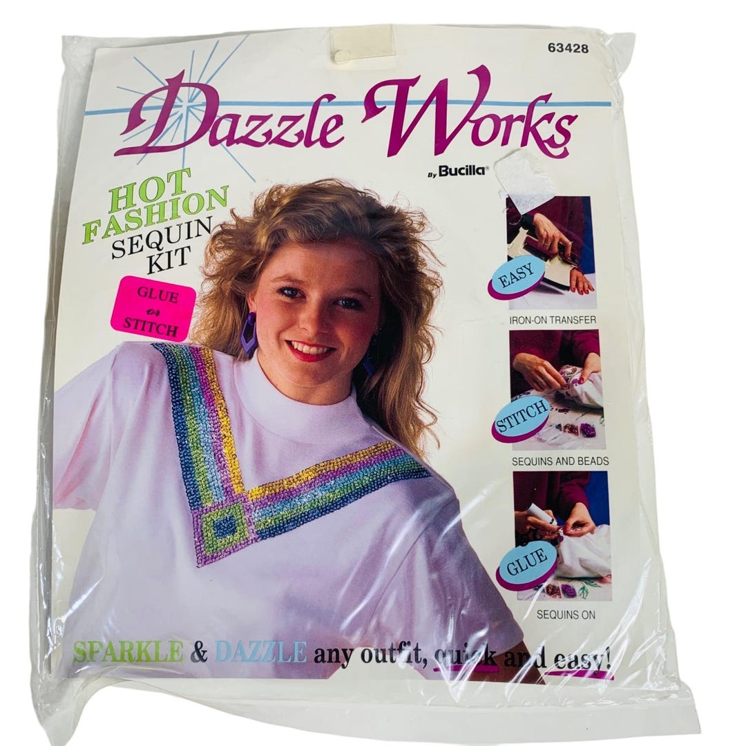 Retro 90s VTG Dazzle Works by Bucilla Fashion Sequins Kit DIY Crafting ...