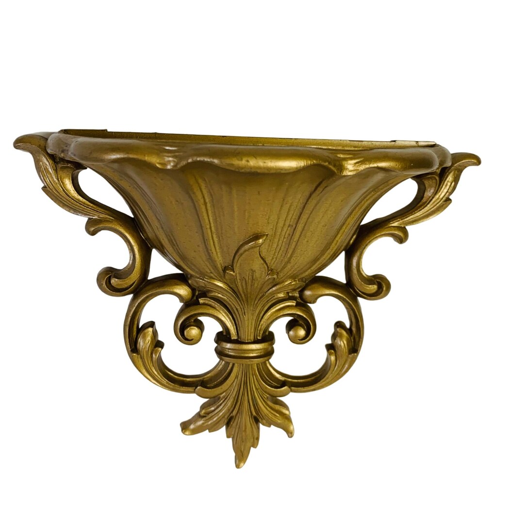 Glamorous Hollywood Regency Style Gold Tone Wall Pocket Sconce Vase ...