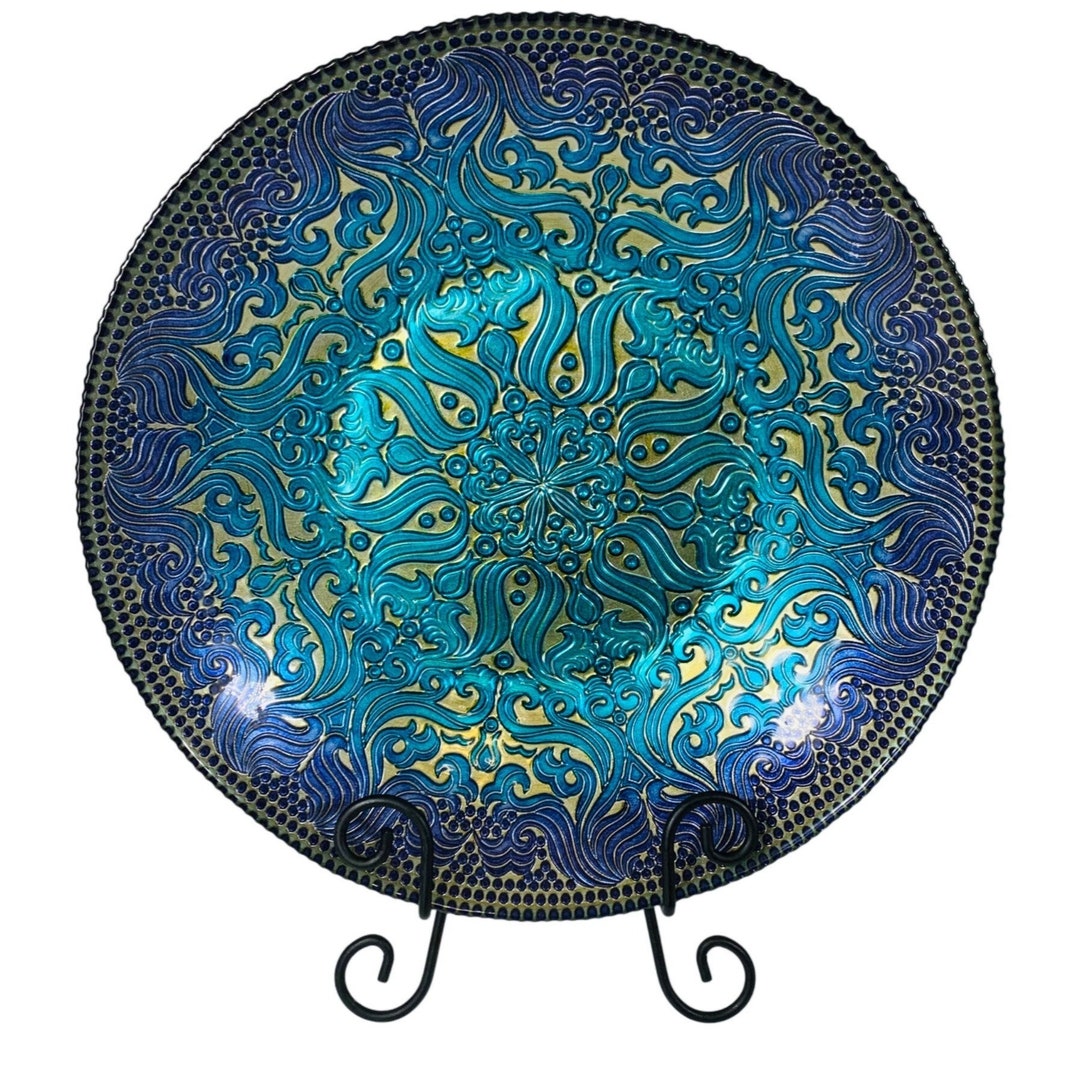 Turkish Topkapi Collection Peacock Art Glass 13 Round - Etsy