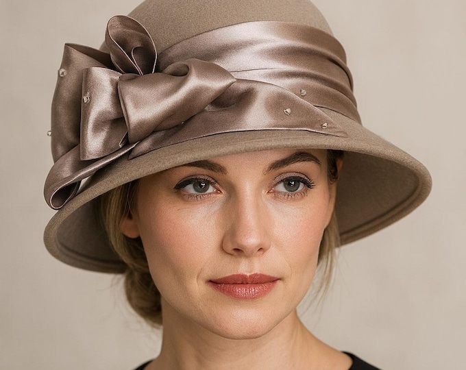 Vintage Fine Millinery Wool Hat by August Accessories, Holiday Satin ...