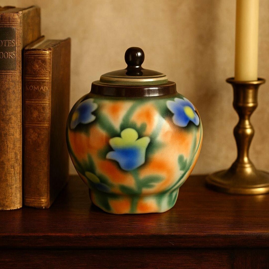 Vintage Hand-painted German Floral Jar: Ceramic Apothecary Style Decor ...