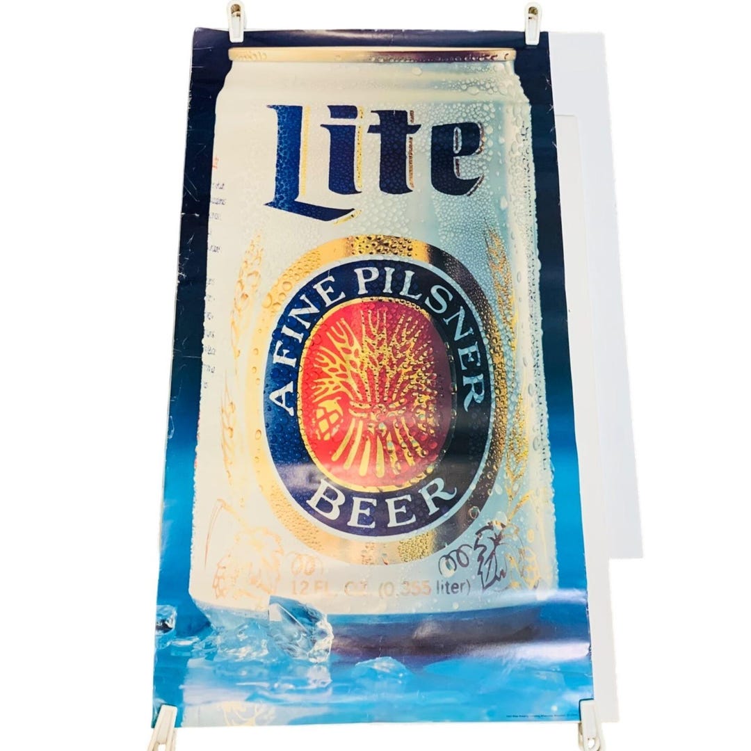 Vintage 1982 Miller Lite Beer Poster Advertisement Nostalgic Bar Decor ...