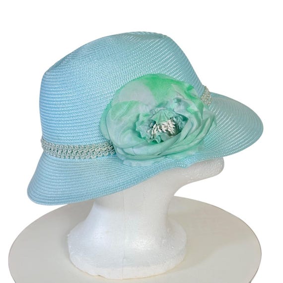 Mr Hi's Classic Baby Blue Fedora, Vintage Chic 80s Fl… - Gem