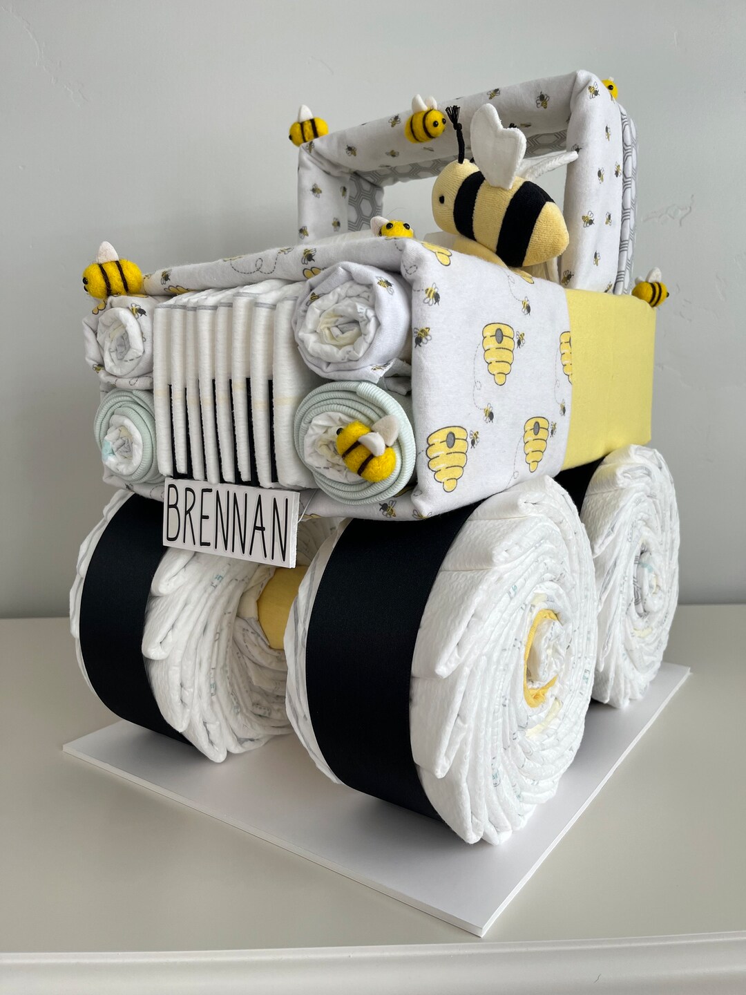 Bee Diaper Jeep, Bee Diaper Cake, Bumble Bee 4x4 Jeep, Gender Neutral ...