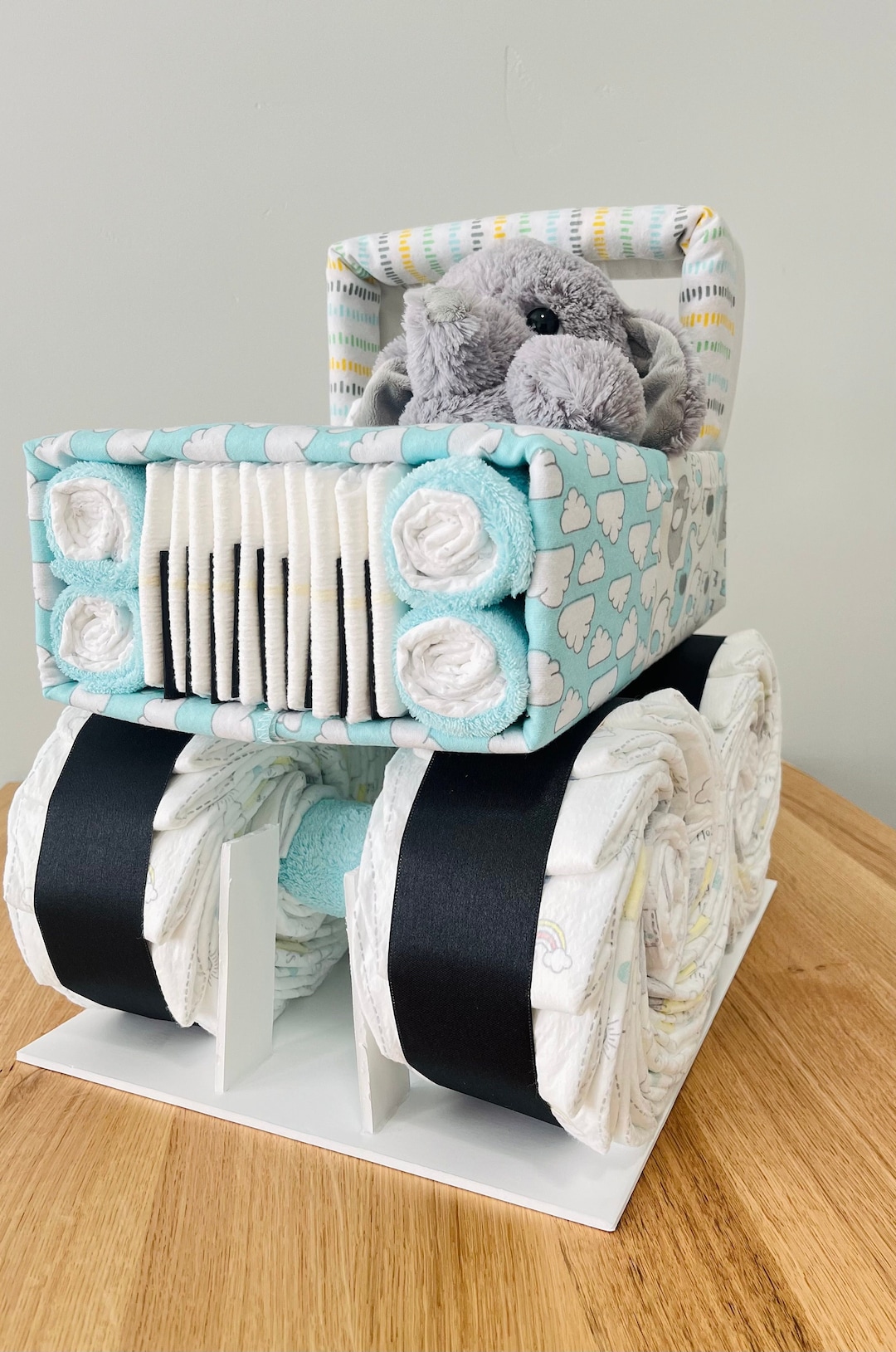 Elephant Diaper Jeep, Elephant Theme Baby Shower Gift, Elephant Diaper ...