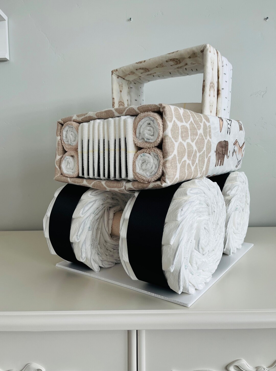 Zoo Diaper Jeep, Safari Theme Baby Shower, Giraffe Diaper Jeep, 4x4 ...