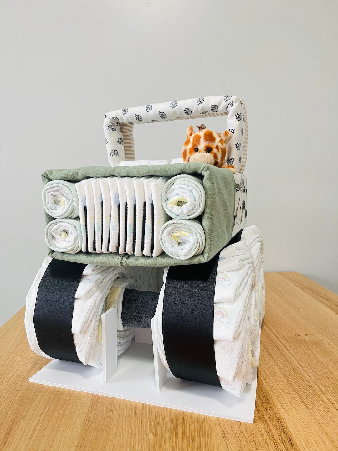 Safari Diaper Jeep, Jungle Safari Theme Baby Shower, Giraffe Elephant ...