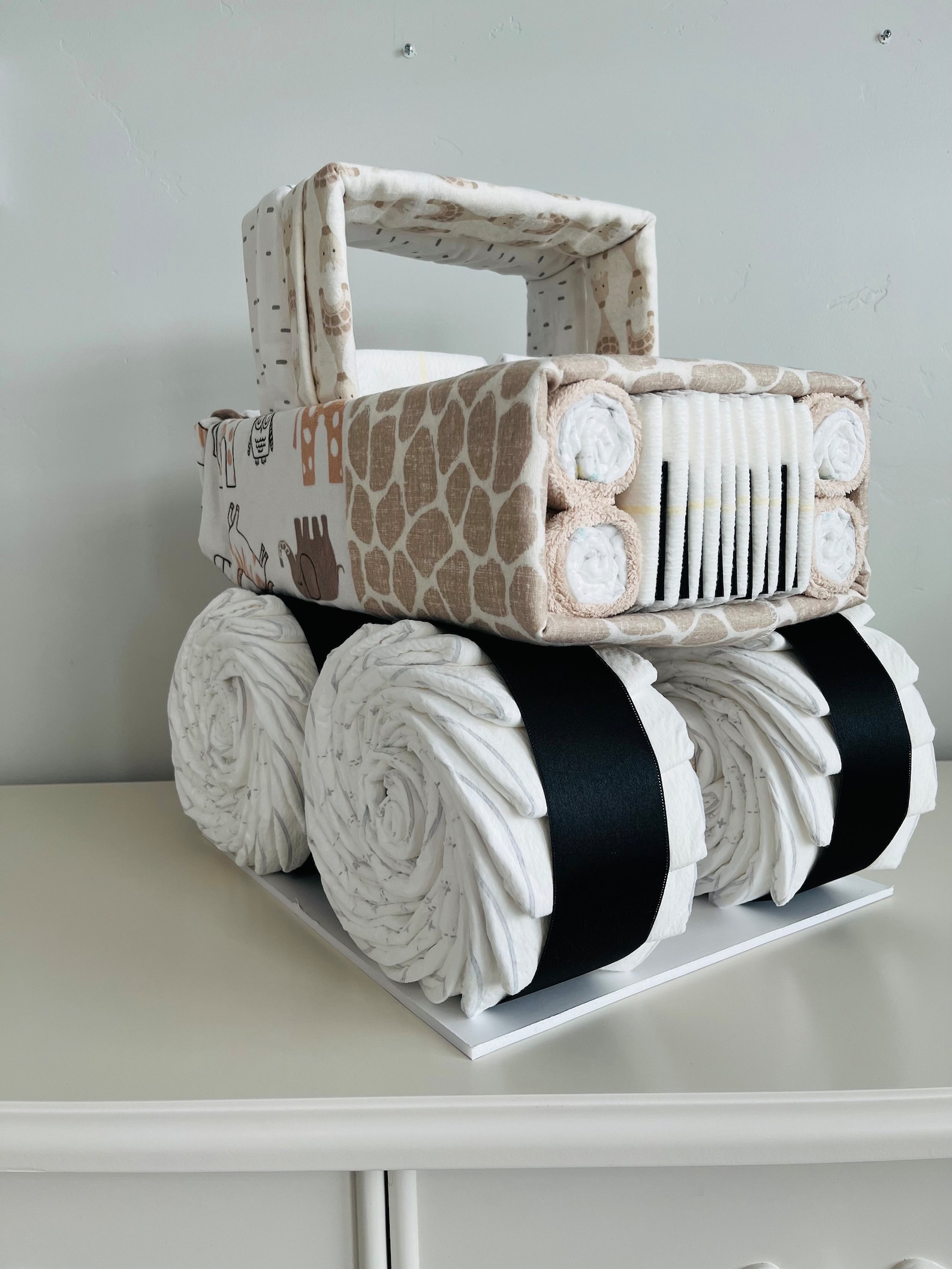 Zoo Diaper Jeep, Safari Theme Baby Shower, Giraffe Diaper Jeep, 4x4 ...