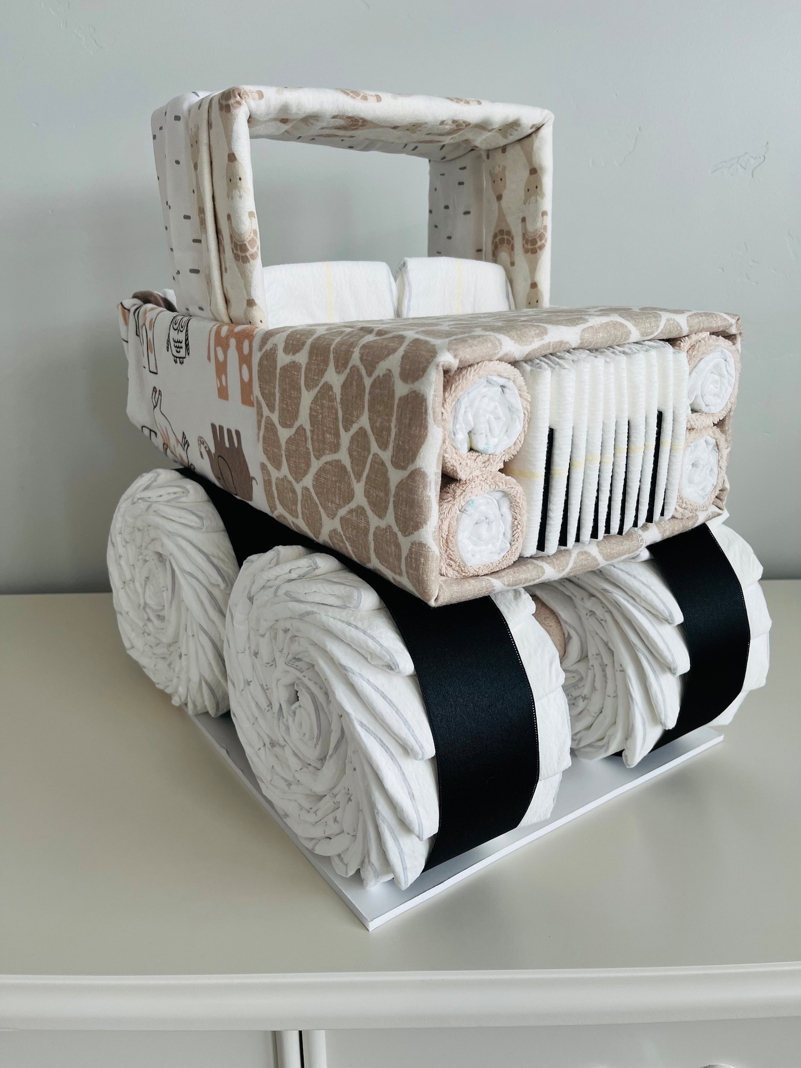 Zoo Diaper Jeep, Safari Theme Baby Shower, Giraffe Diaper Jeep, 4x4 ...