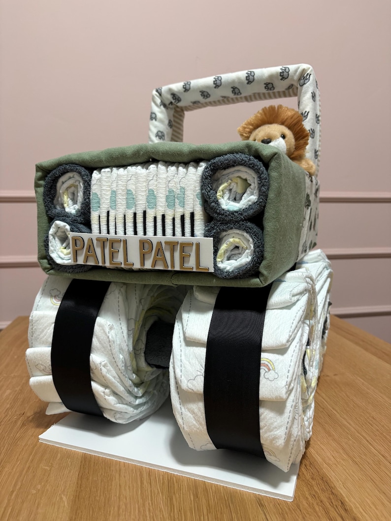 Safari Diaper Jeep, Jungle Safari Theme Baby Shower, Giraffe Elephant ...