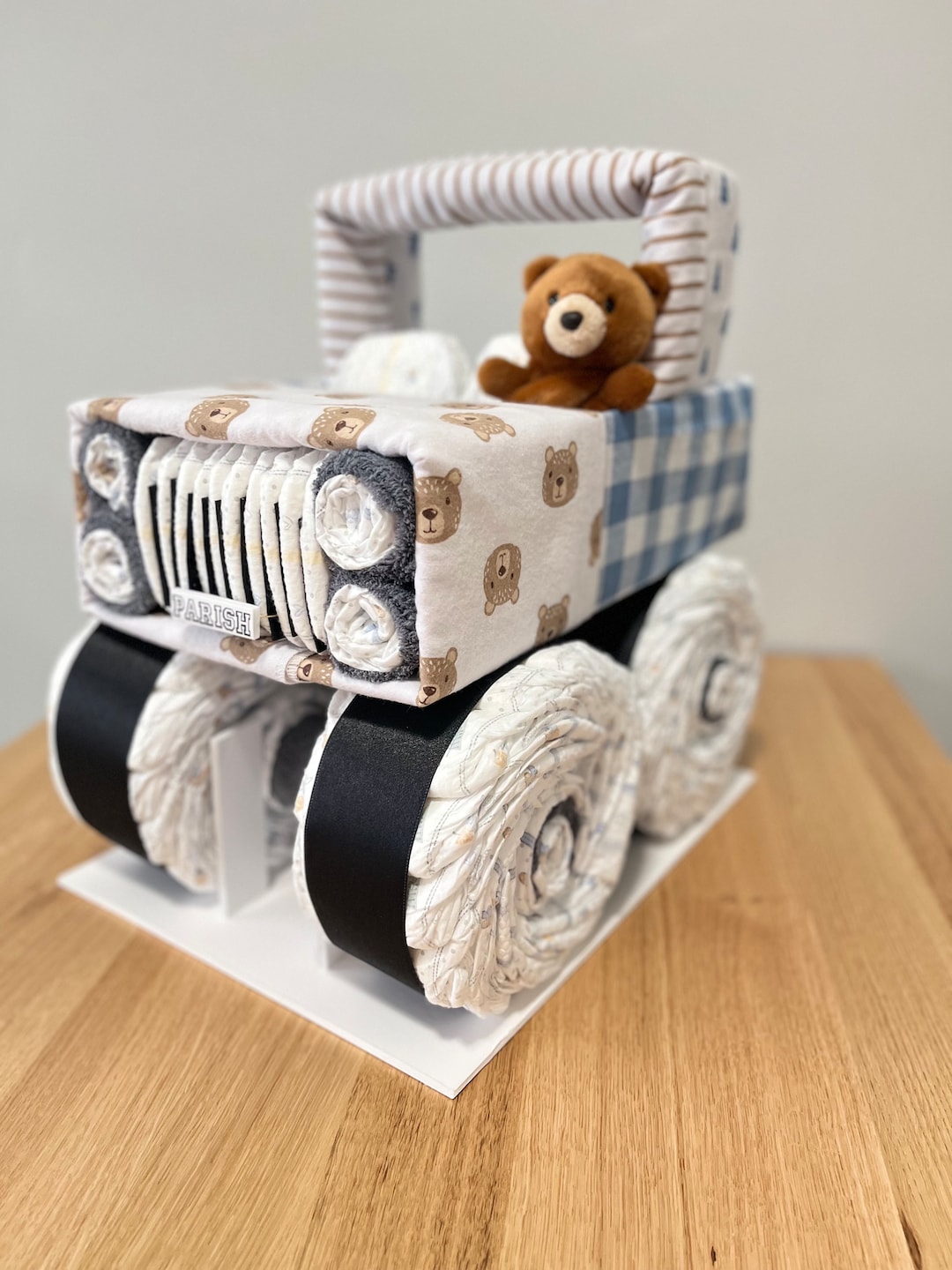 Teddy Bear Diaper Jeep, Diaper Truck, Boy Baby Shower Gift, We Can ...