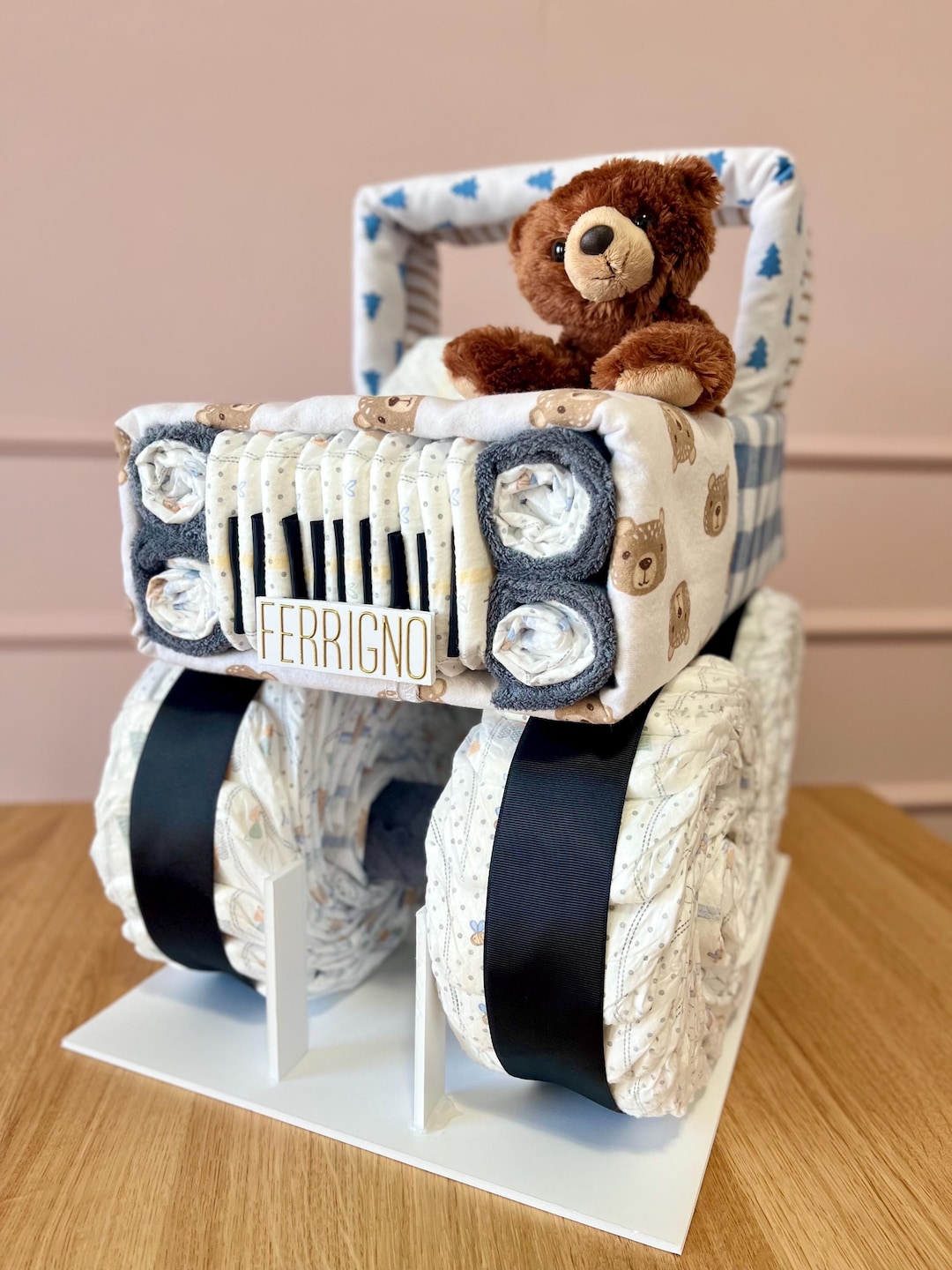 Teddy Bear Diaper Jeep, Diaper Truck, Boy Baby Shower Gift, We Can ...