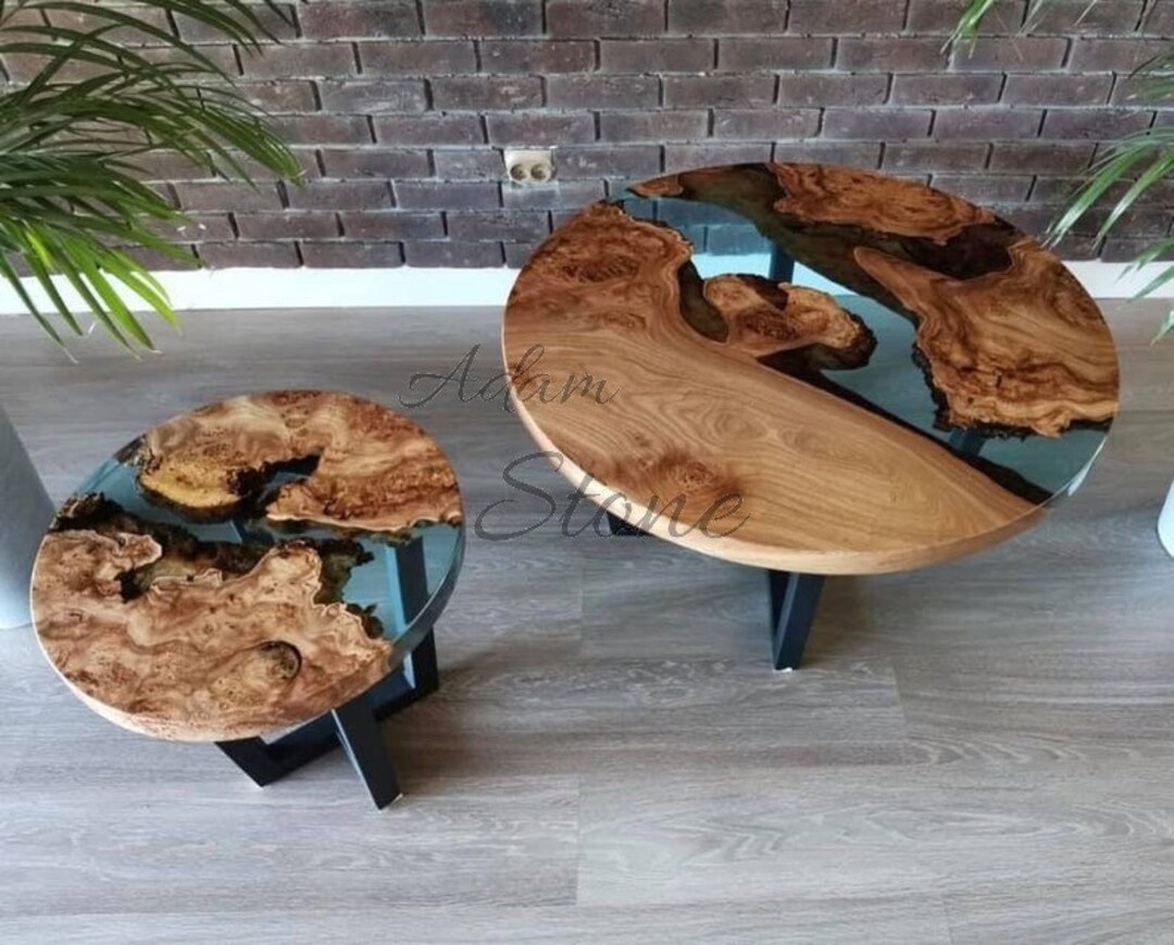 Round Epoxy Table, Round Sofa Table, Side Center Table Top Live Edge ...