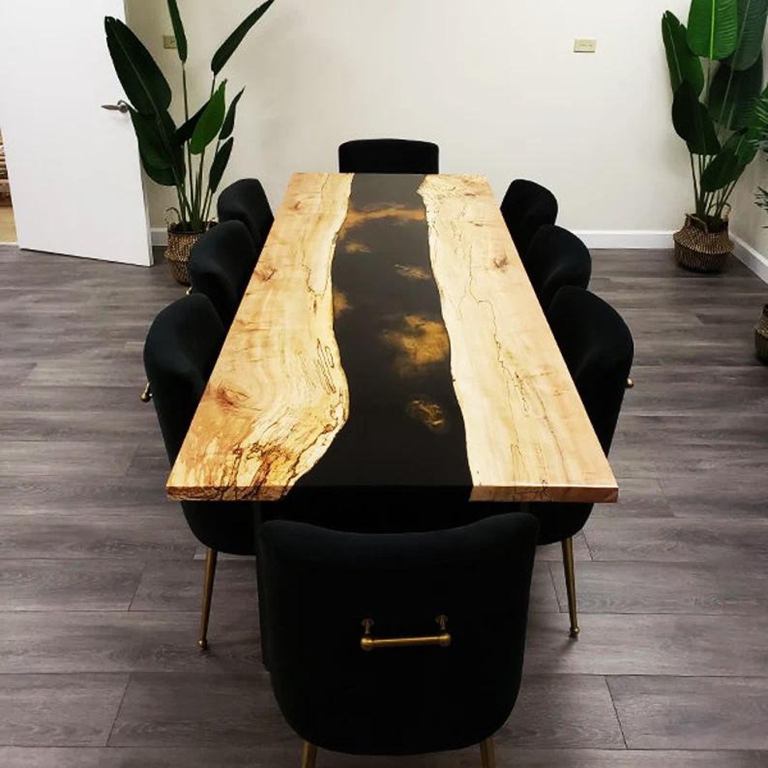 Custom Epoxy Dining Table – Handmade Wood Resin River Table – Rustic ...