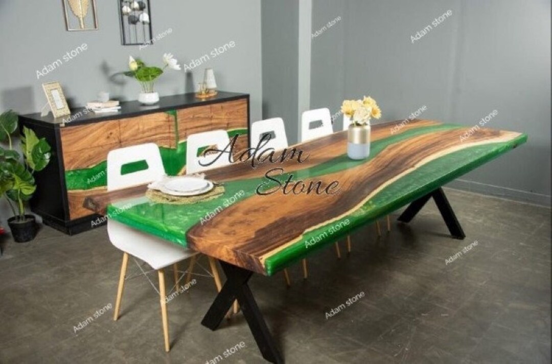 Epoxy Dining Table, Epoxy Resin Table, Epoxy Table Top, Green River ...