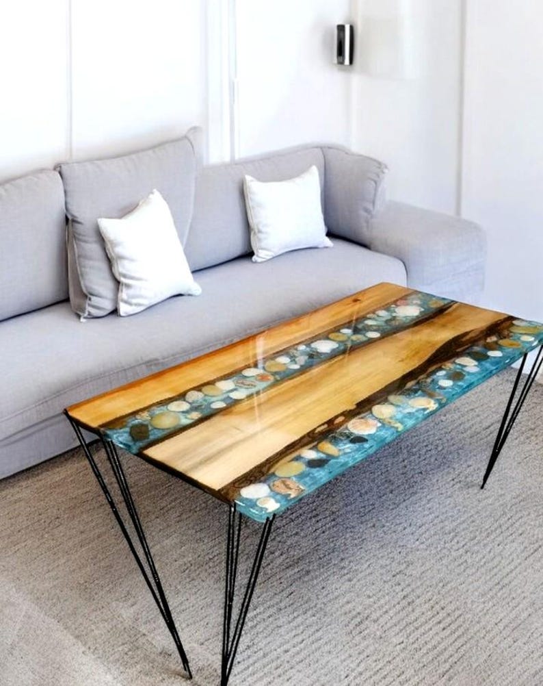 Handmade Epoxy Table– Blue Epoxy River Coffee Table – Live Edge Wood ...