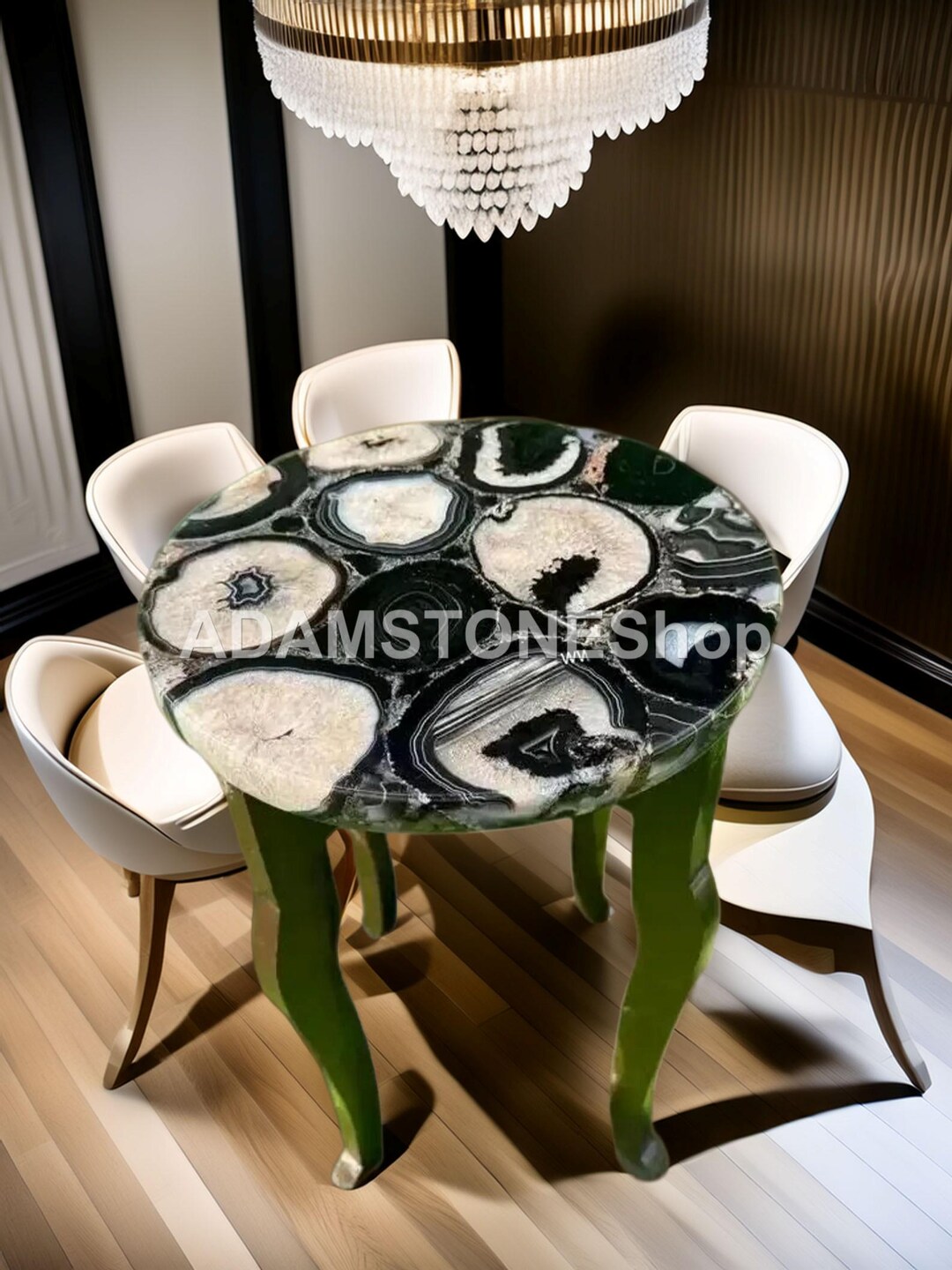 Luxury Black Agate Stone Tabletop – Modern Semi-precious Gemstone ...