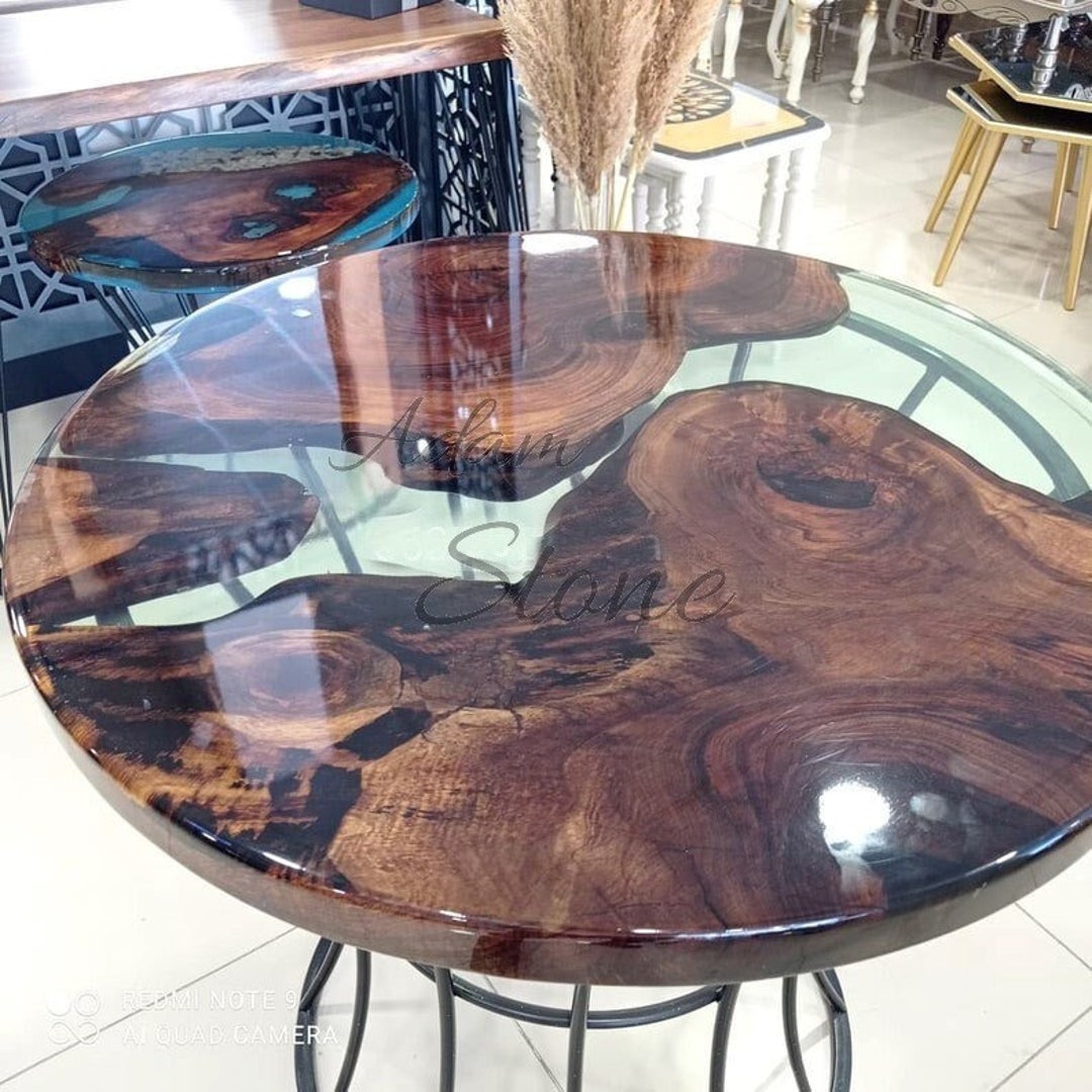 Round Epoxy Table, Round Sofa Table, Side Center Table Top Live Edge ...