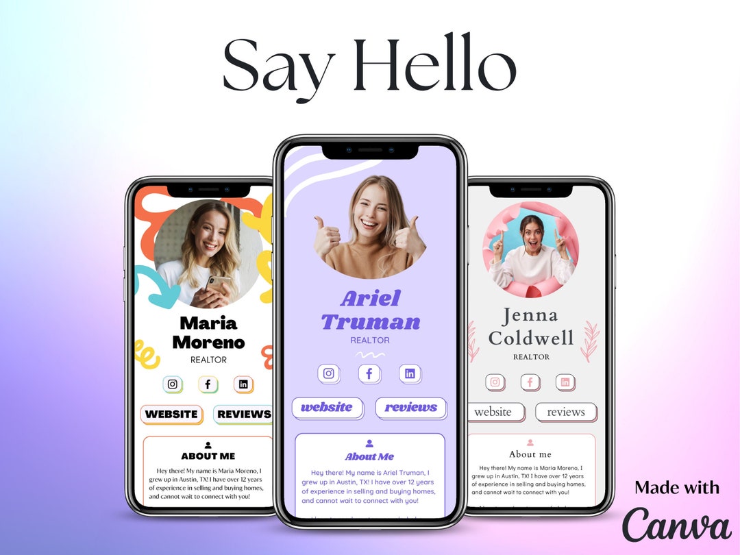 Interactive Digital Business Card Bundle, Editable Canva Templates ...