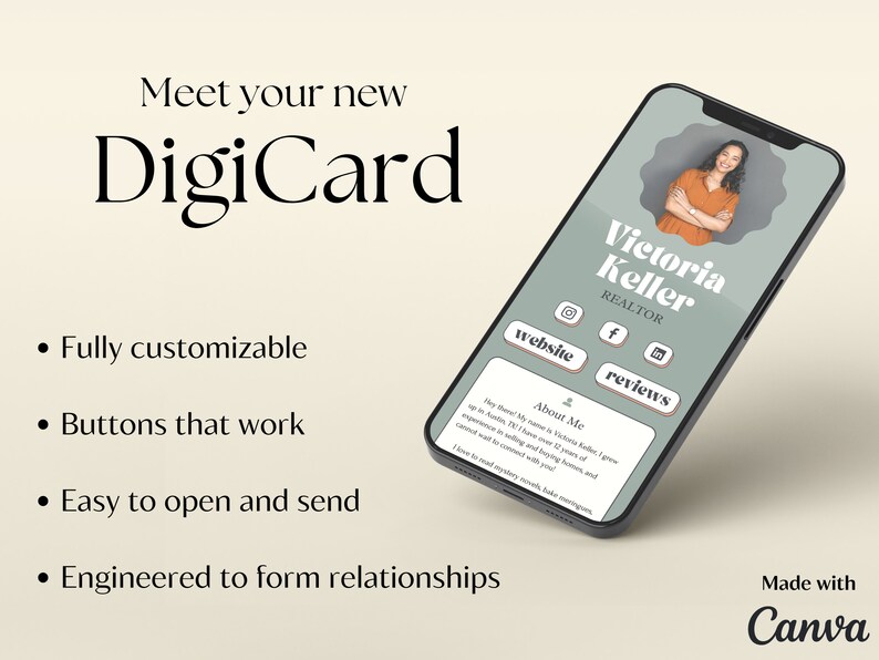 Interactive Digital Business Card Bundle, Editable Canva Templates ...