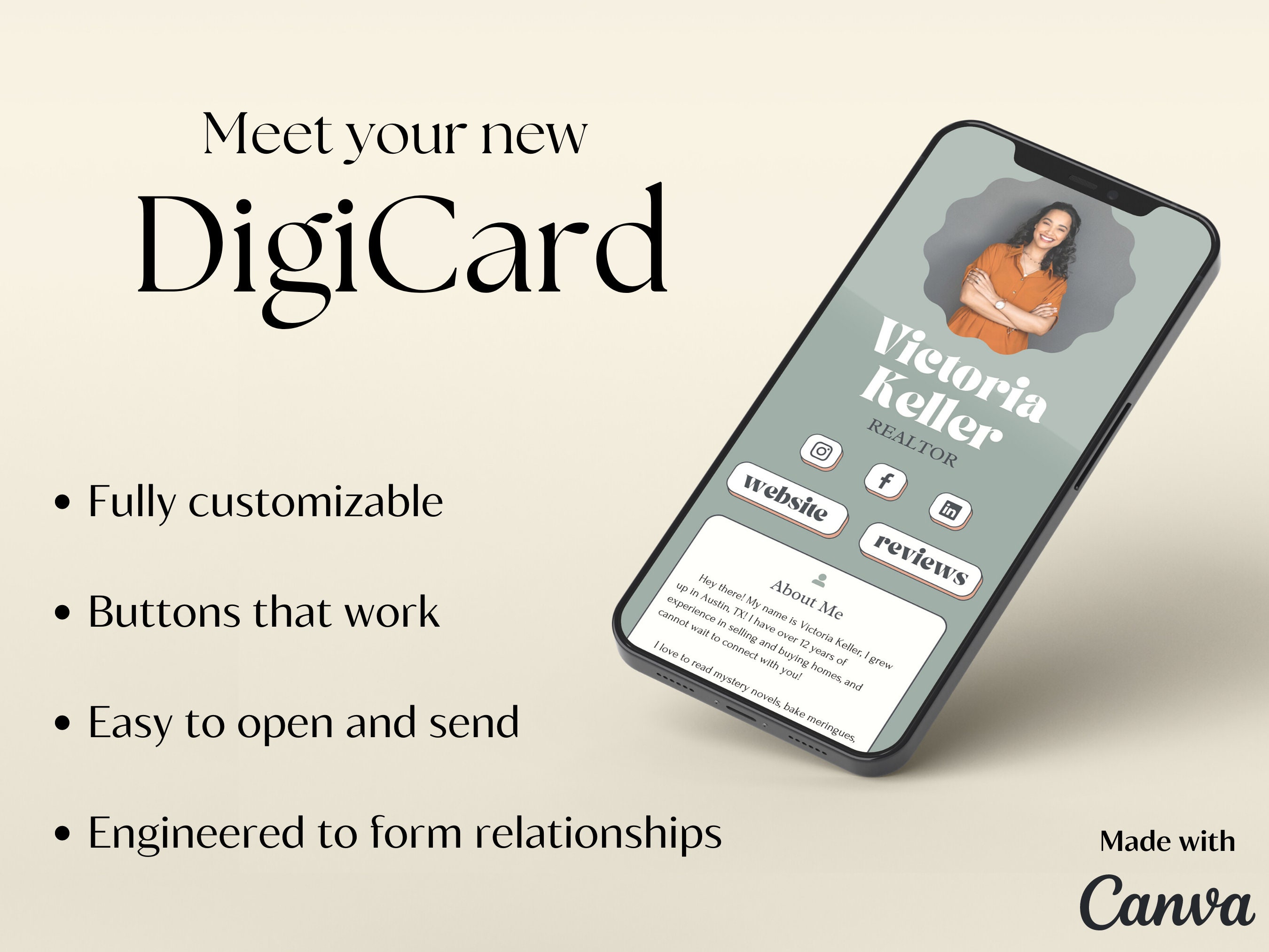 Interactive Digital Business Card Bundle Editable Canva - Etsy