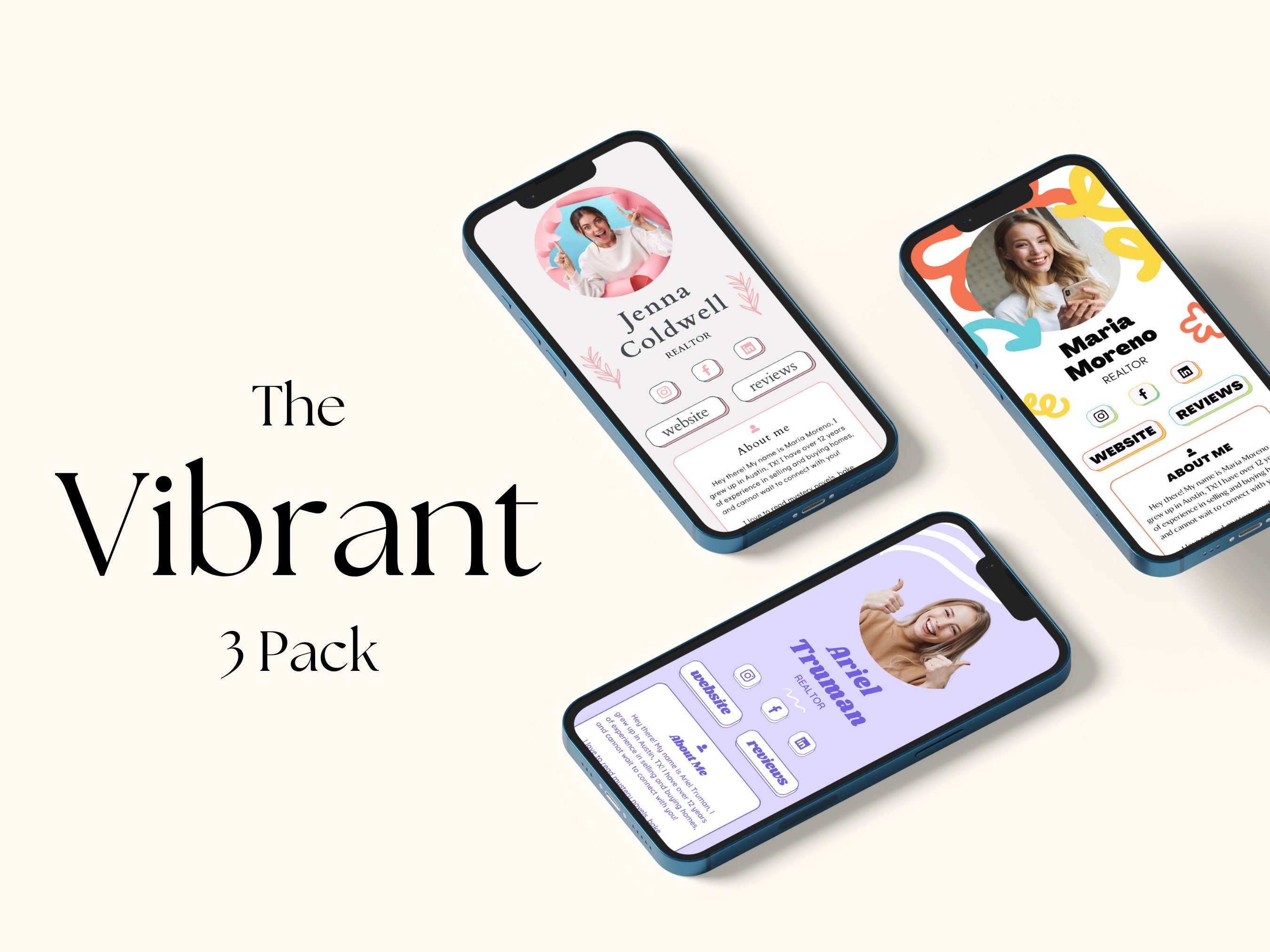 Interactive Digital Business Card Bundle, Editable Canva Templates ...