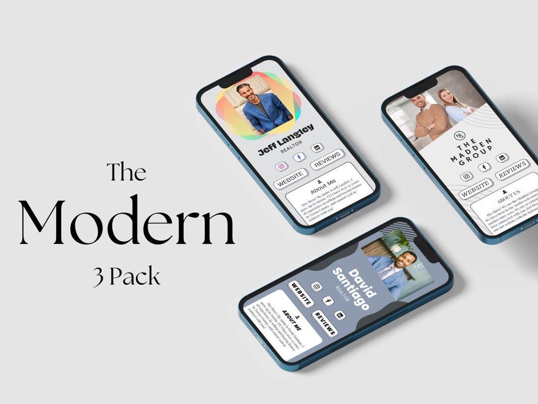 Interactive Digital Business Card Bundle, Editable Canva Templates ...