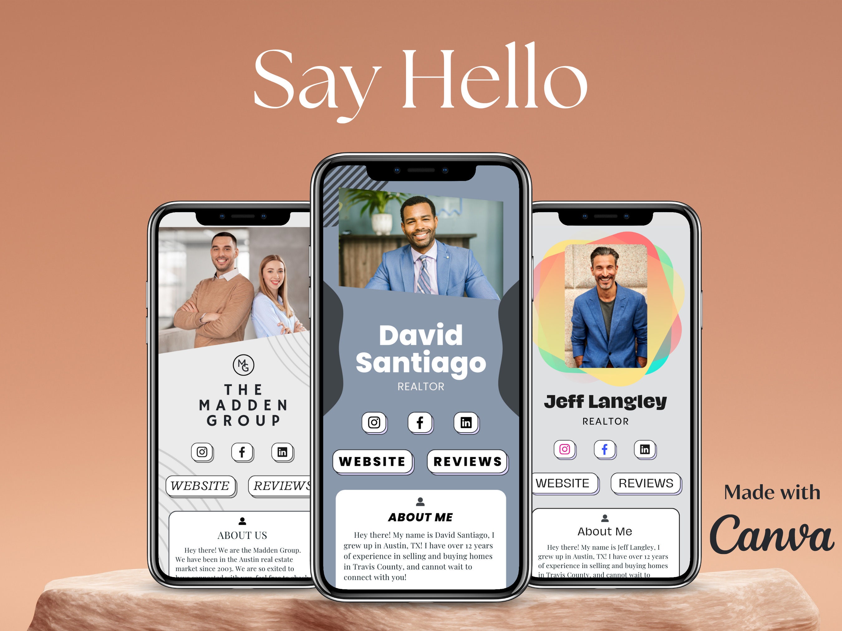 Interactive Digital Business Card Bundle, Editable Canva Templates ...