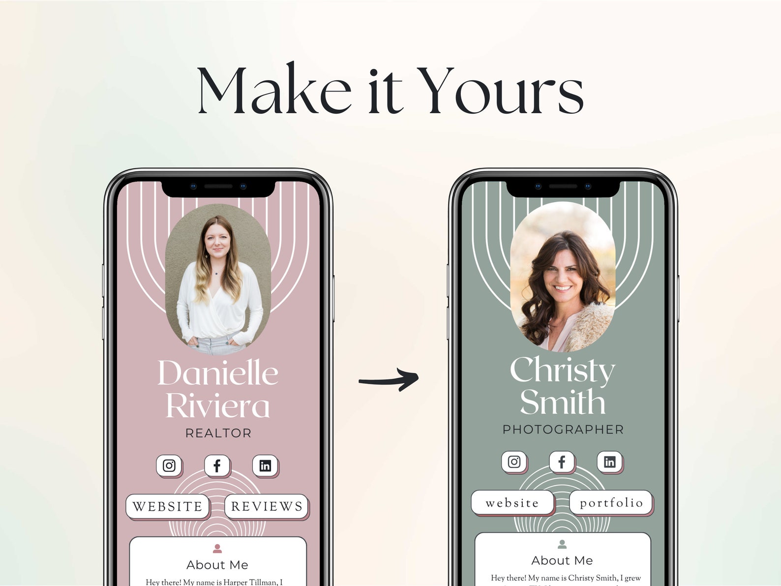 Interactive Digital Business Card Bundle, Editable Canva Templates ...