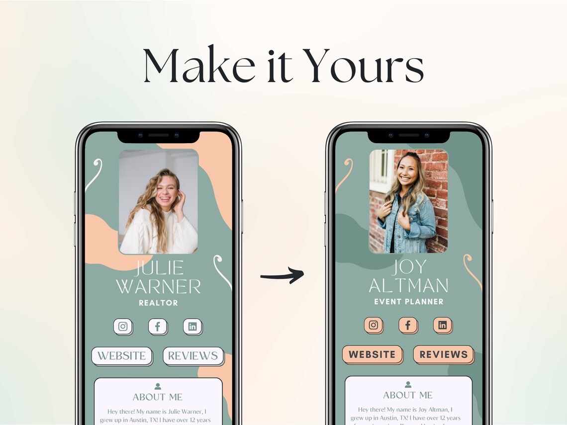 Interactive Digital Business Card Bundle, Editable Canva Templates ...