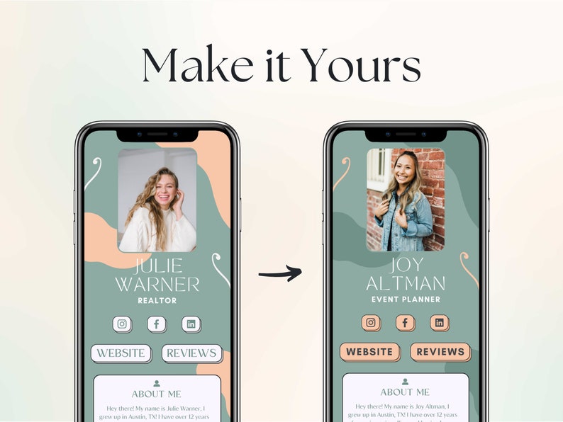 Interactive Digital Business Card Bundle, Editable Canva Templates ...