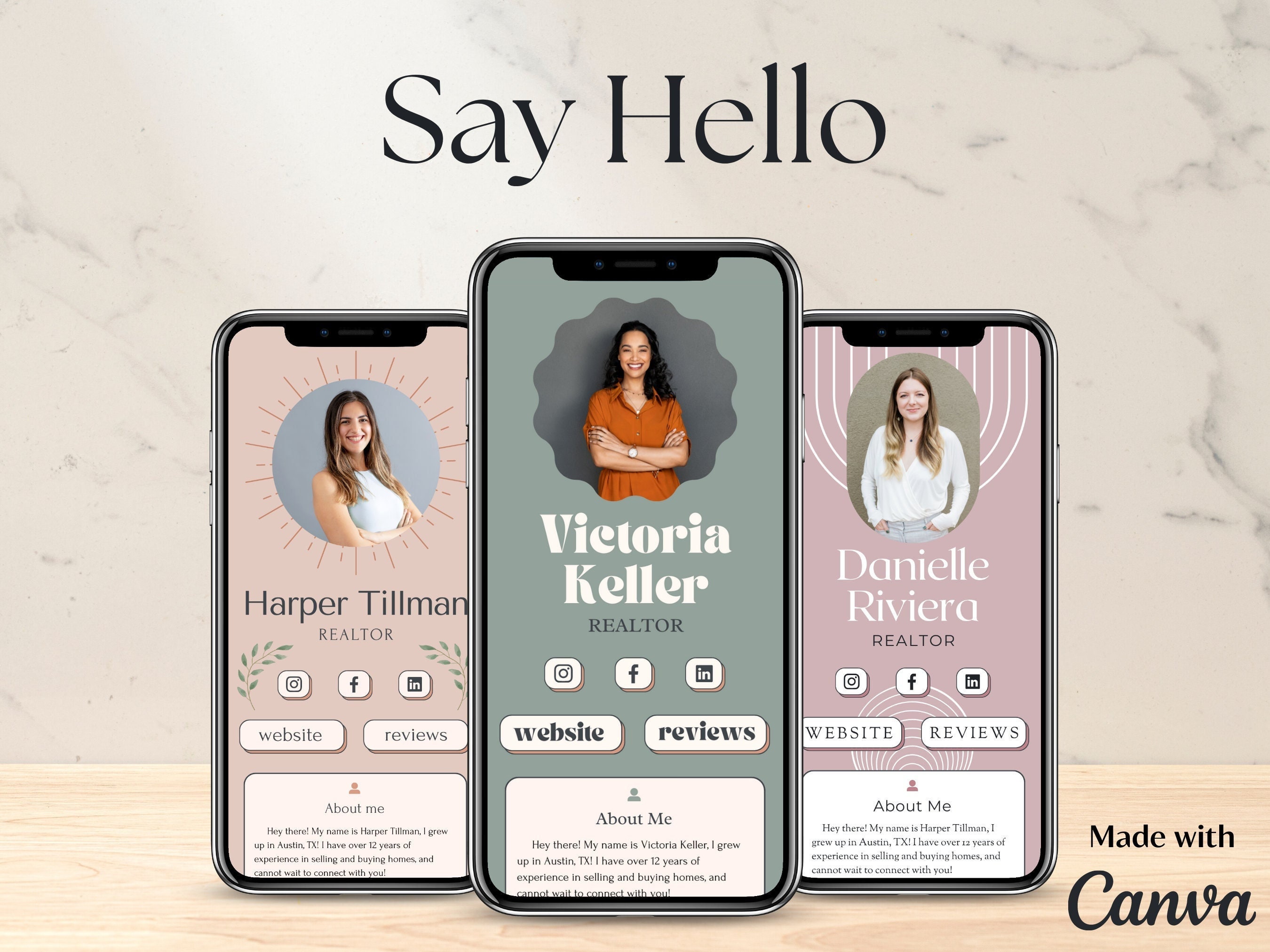 Interactive Digital Business Card Bundle, Editable Canva Templates ...
