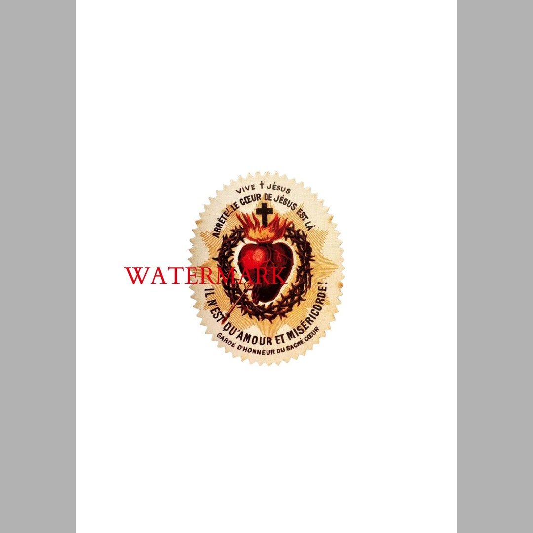 Downloadable Vintage Sacred Heart, Guard of Honor, French Prayer Card ...