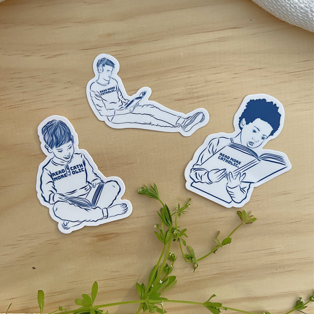 Catholic Kids Reading SET, Boys, Die Cut Vinyl Stickers 3 Inch Peel ...