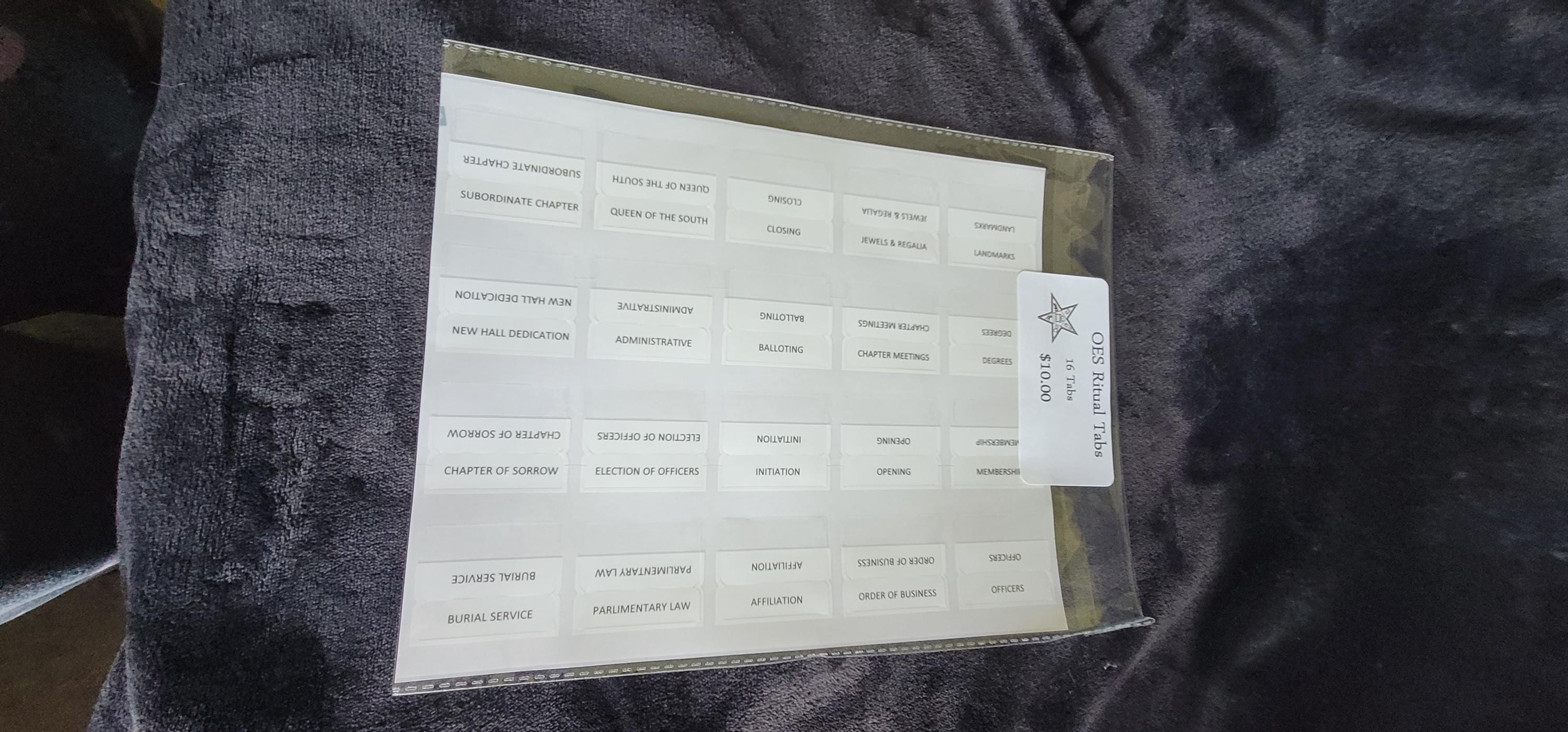 Order of Eastern Star (OES) Ritual Tabs - Etsy
