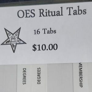 Order of Eastern Star (OES) Ritual Tabs - Etsy