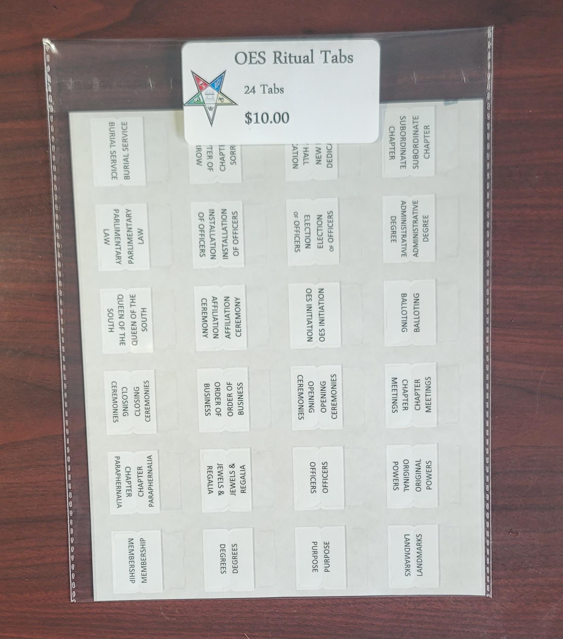 Order of Eastern Star (OES) Ritual Tabs - Etsy