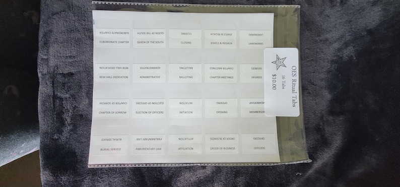 Order of Eastern Star (OES) Ritual Tabs - Etsy