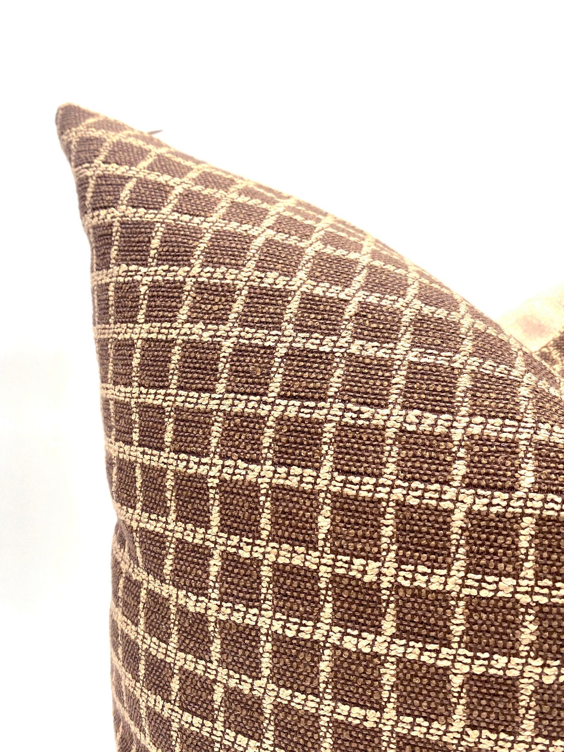 Throw Pillows | Brown Small Windowpane Check Pillow | Woven Brown ...