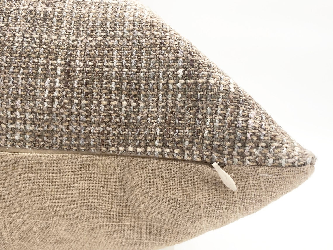 Throw Pillows | Greige Woven Pillow | Neutral Tweed Pillow | Handmade ...